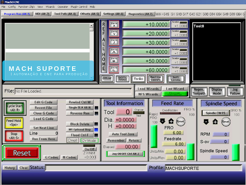 Screen Tela Mach3 Cnc 6 Eixos Default Mach Suporte